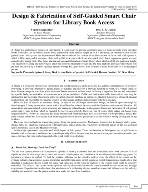 Pdf Design And Fabrication Of Self Guided Smart Chair System For Library Book Access