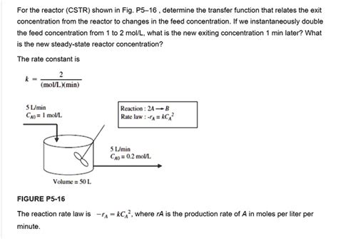 for the reactor cstr shown in fig p5 16 determine the transfer