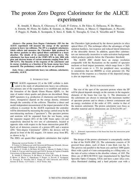 Pdf The Proton Zero Degree Calorimeter For The Alice Experiment