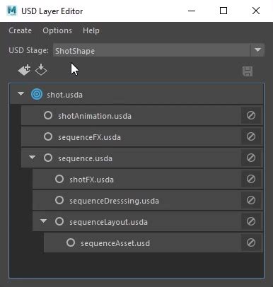 USD Layer Editor Options Menu