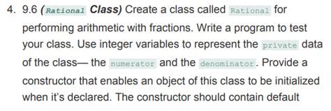 solved 4 9 6 rational class create a class called
