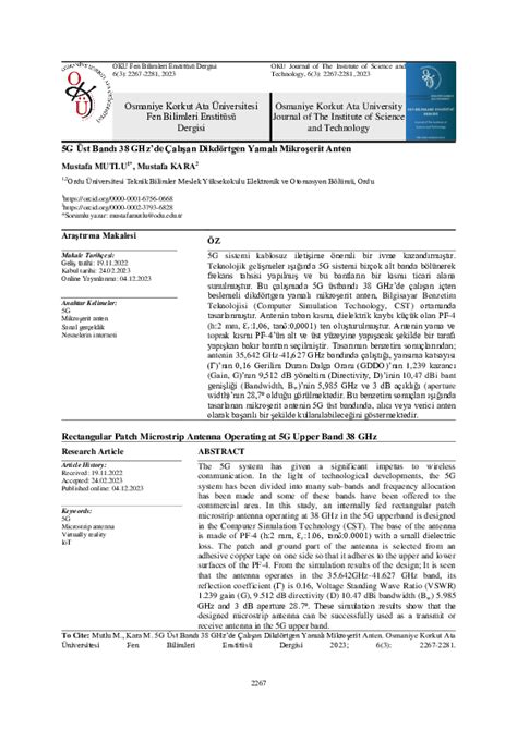 Pdf Rectangular Patch Microstrip Antenna Operating At 5g Upper Band 38 Ghz Mustafa Mutlu
