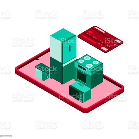 등등 측정 스마트 폰 아이콘 흰색 배경에 격리 된 온라인 쇼핑 벡터 일러스트레이션 3차원 형태에 대한 스톡 벡터 아트 및 기타 이미지 3차원 형태 가정 주방 가정의
