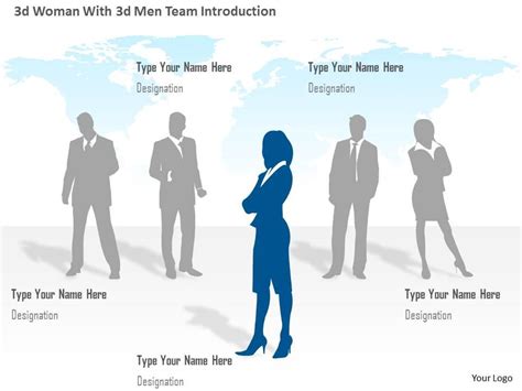 0115 3d Woman With 3d Men Team Introduction Powerpoint Template
