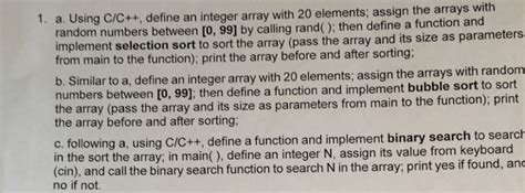 solved using c c define an integer array with 20