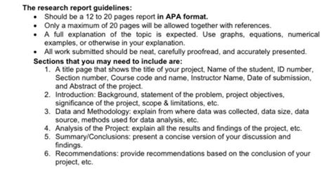 Solved The Research Report Guidelines Should Be A To Chegg Com