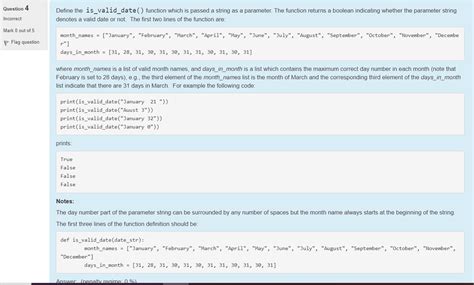 Solved Question 4 Define The Is Valid Date Function Which Chegg Com