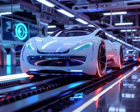 Advanced Robotics In Electric Vehicle Factory Assembly Line Futuristic Automation Technology