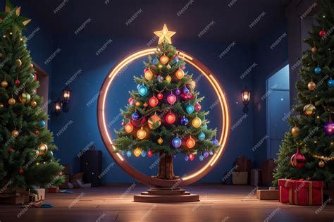 Premium Ai Image Christmas Tree Logo With Vibrant Colouration And