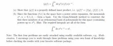 solved an inner product for functions defined on 0 ≤ x ≤ ∞