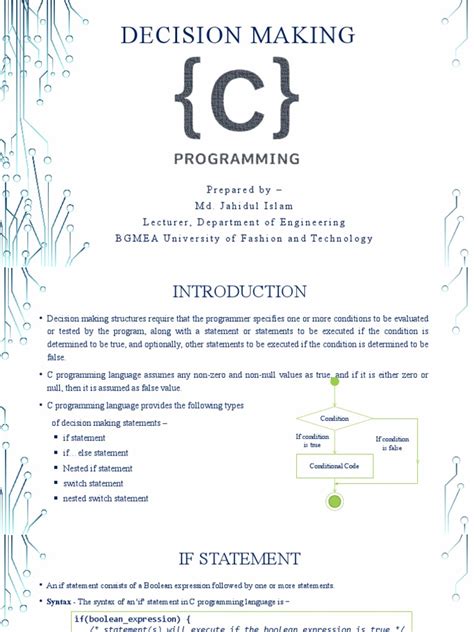 Lecture 06 Decision Making Pdf Boolean Data Type C Programming
