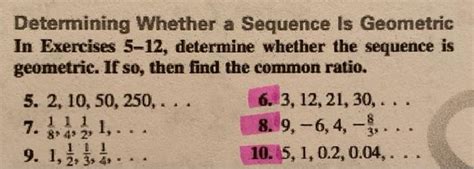 Solved Determining Whether A Sequence Is Geometric In Chegg