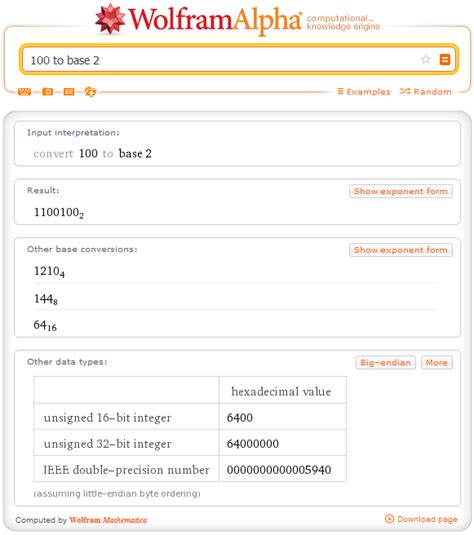 conversión de decimal a binario online con wolfram alpha wolfram