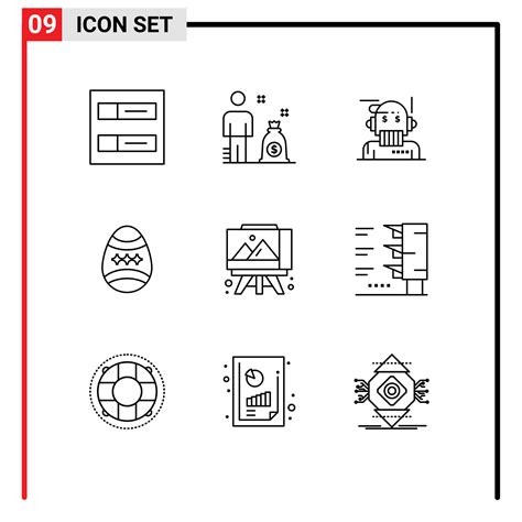 Set Of 9 Modern Ui Icons Symbols Signs For Arts Easel Advisor Egg