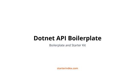 dotnet api boilerplate starter index