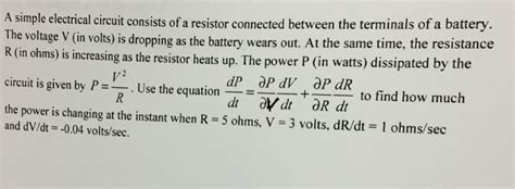 solved a simple electrical circuit consists of a resistor