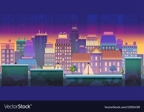 City Game Background 2d Game Application Vector Image