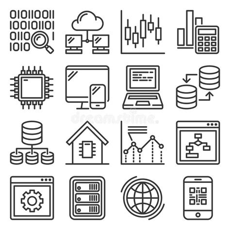 Big Data Analytics Icons Set On White Background Stock Vector Illustration Of Graphic