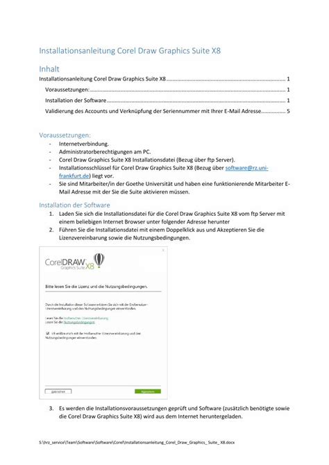Pdf Installationsanleitung Corel Draw Graphics Suite X8 Inhalt · Corel Draw Graphics Suite