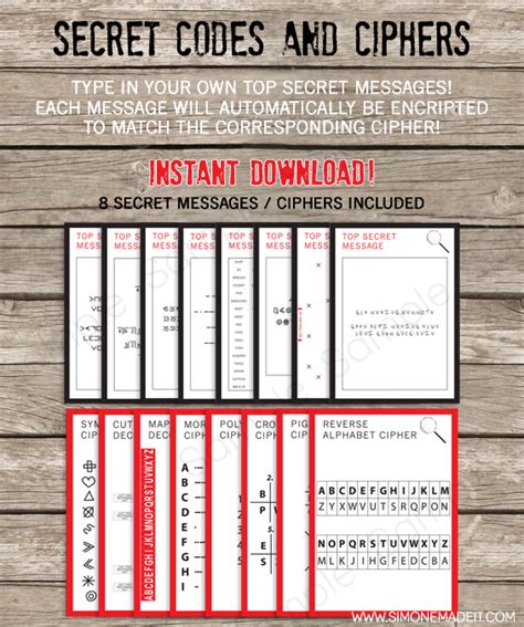 Spy Party Games 8 Printable Secret Codes And Ciphers Red Secret