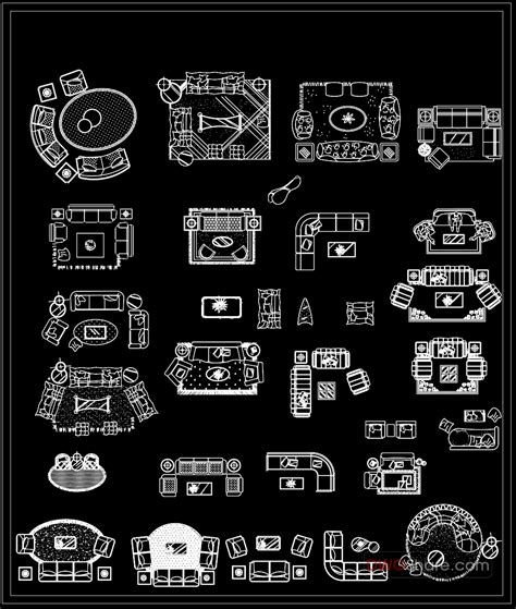 Cad Blocks Of Table And Sofa For Living Room