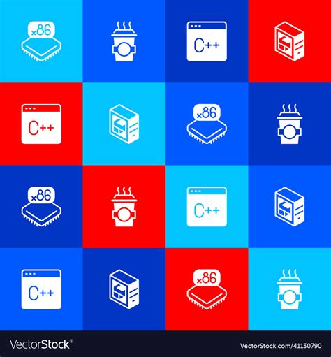 Set Processor With Microcircuits Cpu Coffee Cup Vector Image