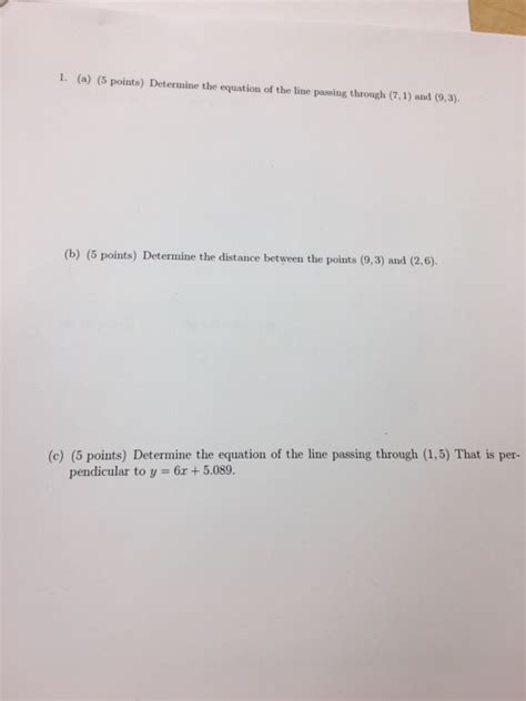 Solved Determine The Equation Of The Line Passing Through