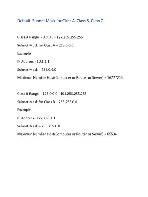 6default Subnet Mask Pdf