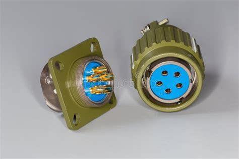 Pair Of Industrial Electrical Connectors With Panel Plug And Socket
