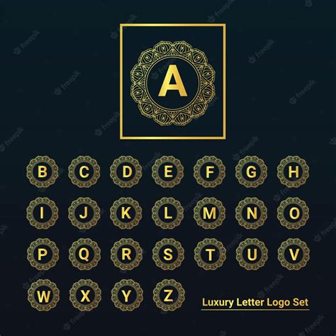 황금 색상으로 고급 편지 로고 세트 템플릿 프리미엄 벡터
