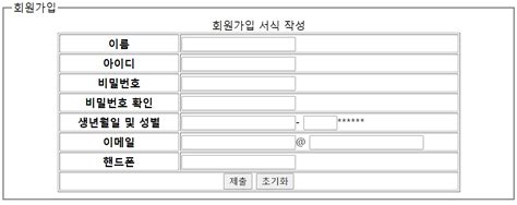 HTML division 자주 쓰이는 form들