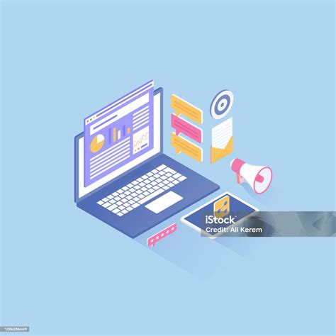 아이소메트릭 벡터 일러스트레이션의 디지털 마케팅 디자인 등측투영법에 대한 스톡 벡터 아트 및 기타 이미지 등측투영법 벡터 0명 Istock