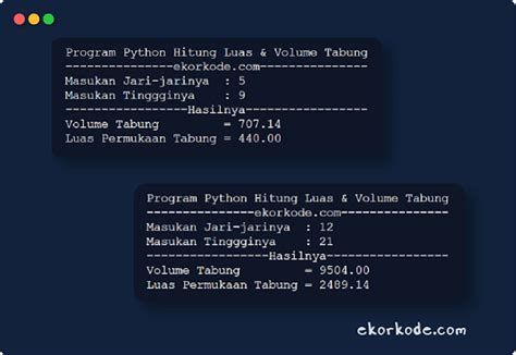 √ source code program python volume dan luas permukaan tabung 2023