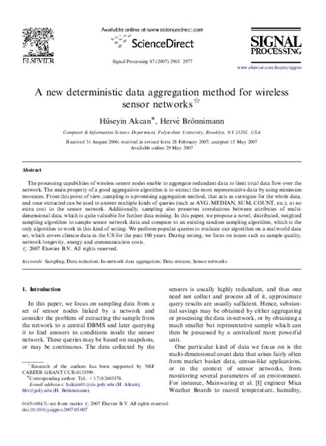 pdf a new deterministic data aggregation method for wireless sensor