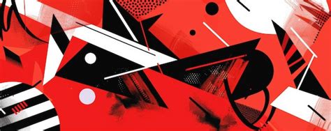A Vibrant Crimson Background With Sharp Angular Lines And Shapes In Contrasting Colors Like