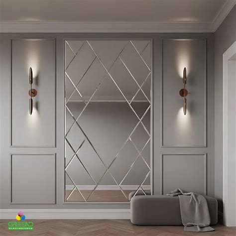 Beveled Mirror Wall Decorative Mirror Panels Green Glass Designer