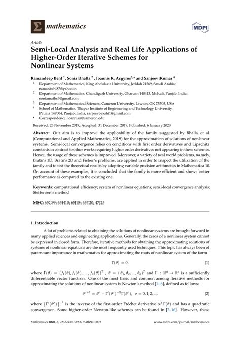 Pdf Semi Local Analysis And Real Life Applications Of Higher Order
