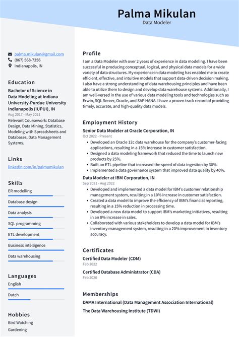 Meta Data Modeler Resume Examples Resumecat
