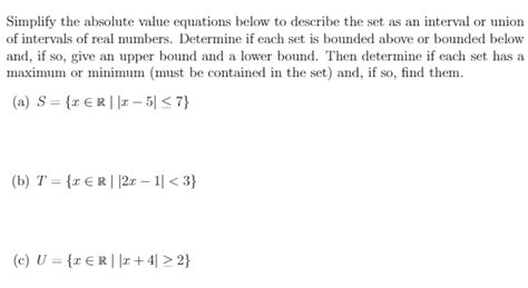 Solved Simplify The Absolute Value Equations Below To Chegg Com