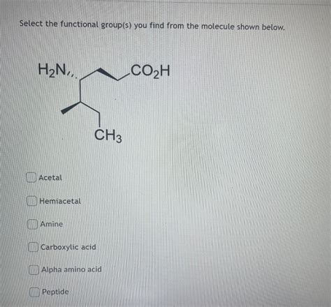 Solved Select the functional group(s) you find from the | Chegg.com