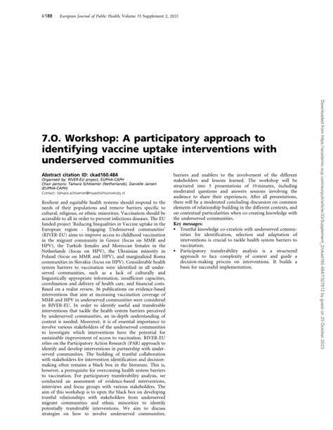 Pdf 7o Workshop A Participatory Approach To Identifying Vaccine Uptake Interventions With