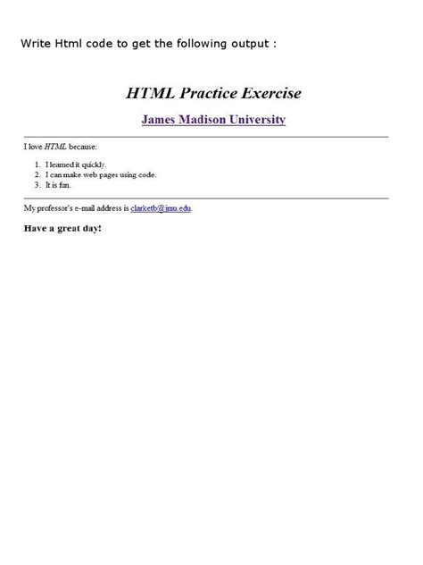 Write Html Code To Get The Following Output Pdf Html Element Internet