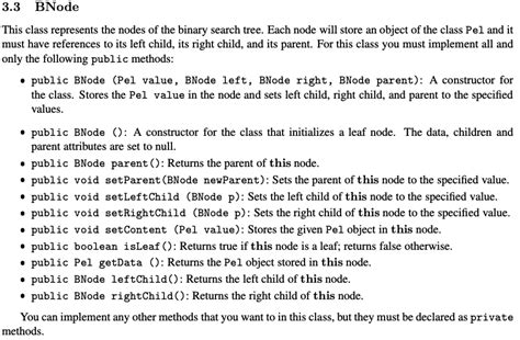 Solved BNode This Class Represents The Nodes Of The Chegg