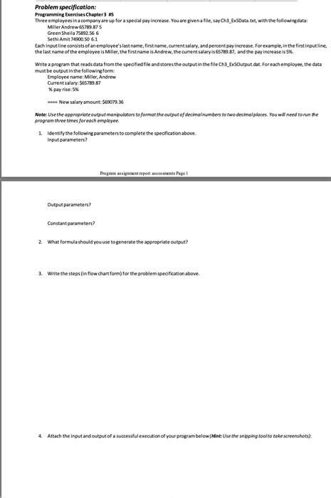 Solved Problem Specification Programming Exercises Chapter