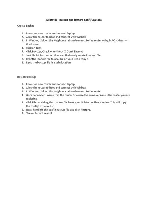 Create Backup Mikrotik Backup And Restore Configurations Pdf