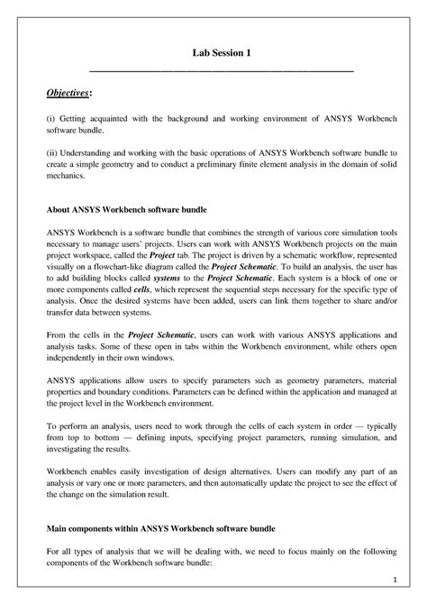 FEA Ansys Workbench T Shaped Cantilever Beam Lab Session Studocu