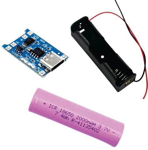 18650 Li Ion Battery Tp4056 Charging Module1s Battery Holder Combo Skynet Robotics
