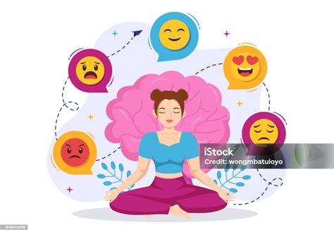 긍정적인 생각 벡터 일러스트레이션 긍정적인 생각은 창의성과 꿈을 상징하는 마음가짐으로 플랫 만화 손으로 그린 템플릿 Health