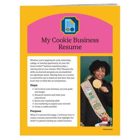 Badge Requirements Ambassador My Cookie Business Resume