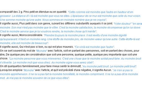 Moindre La Définition